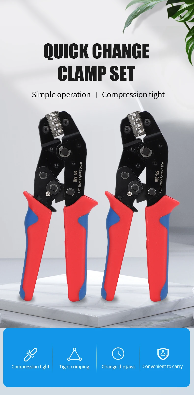 Hand Crimping Tool Sn-58b With 7 Changeable Jaws For Mini Dupont ...