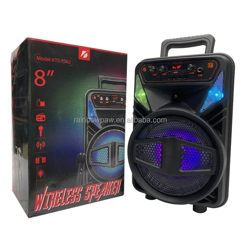 KTS-1562 Portable Wireless Bluetooth Karaoke Party Speaker with Wired Microphone, 8 Inch, 20W ...