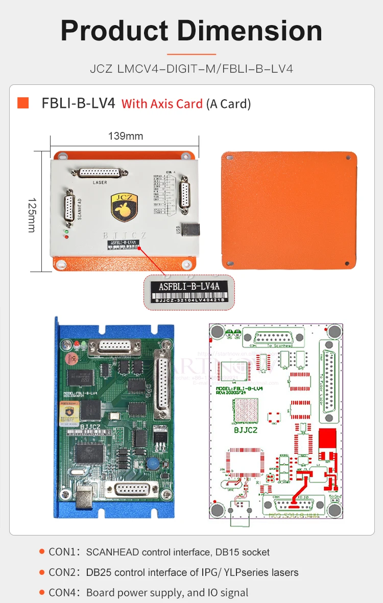 Startnow Jcz Control Card 1064nm Fiber Co2 Yag Uv Laser Marking Machine Board Fbli-b-lv4 Lmcv4 ...