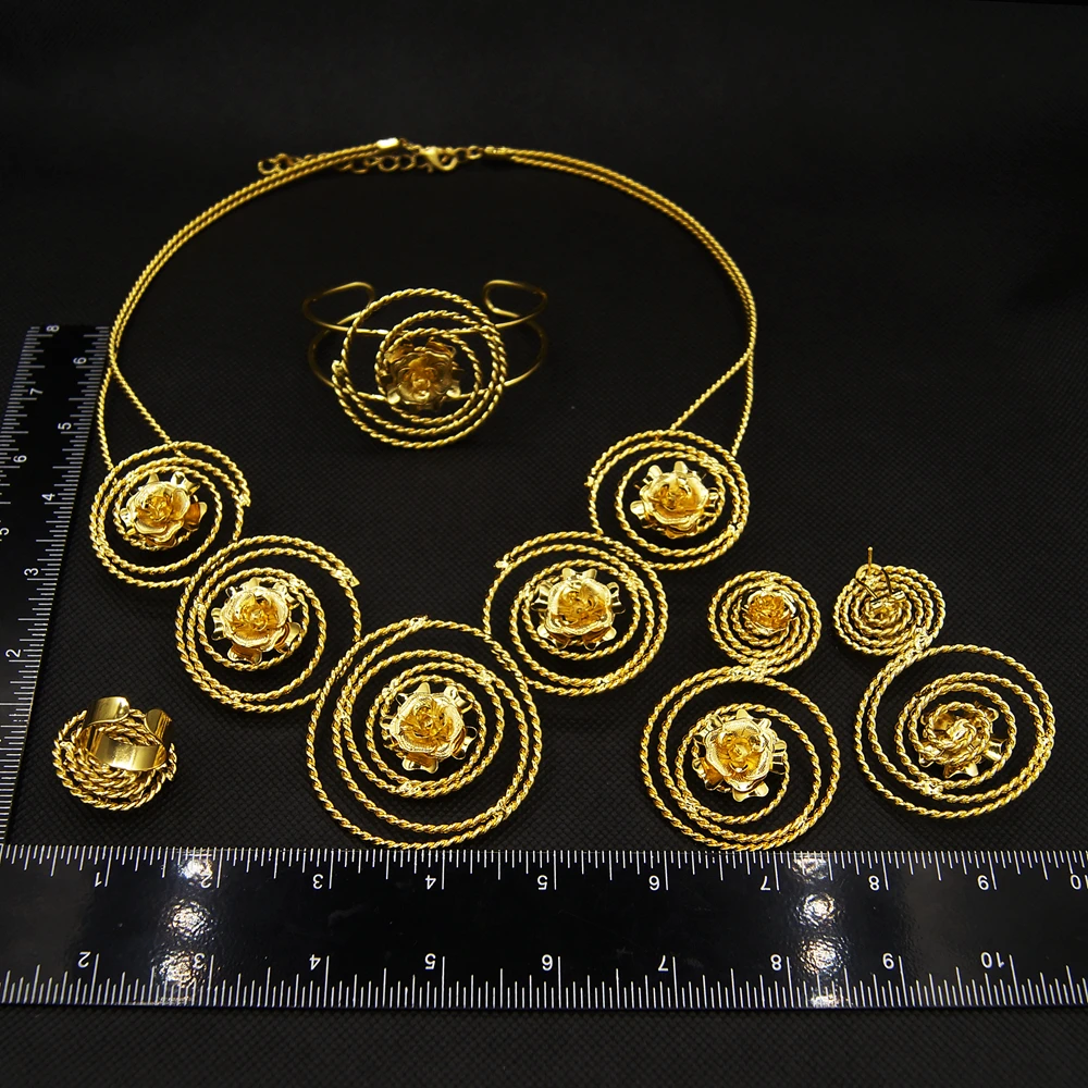 Zhuerrui Bridal 18k Gold Necklace Set Italian Lady Necklace Earing Sets ...