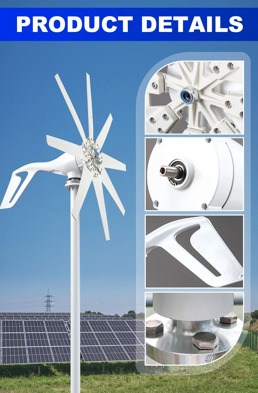 48v Horizontal Wind Turbine - 800W to 5kw Power Generation