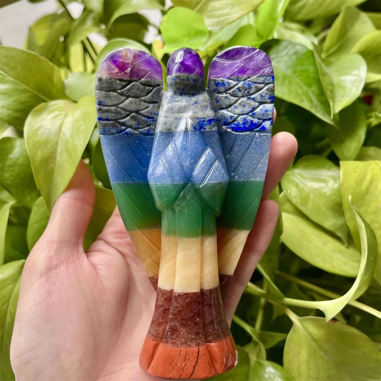 Crystal Seven Chakras Angel Statue Carved Natural Stone Guardian Quartz ...