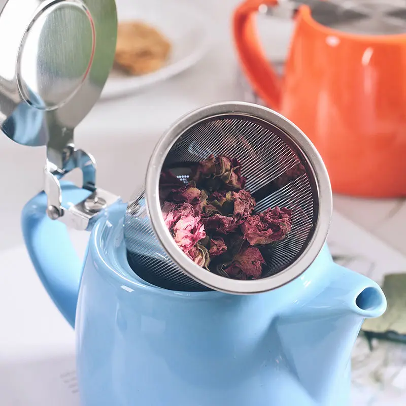 White Mini Teapot - Sustainable Ceramic with Stainless Lid