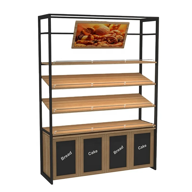 Wooden Retail Store Rack - Supermarket Gondola Shelving