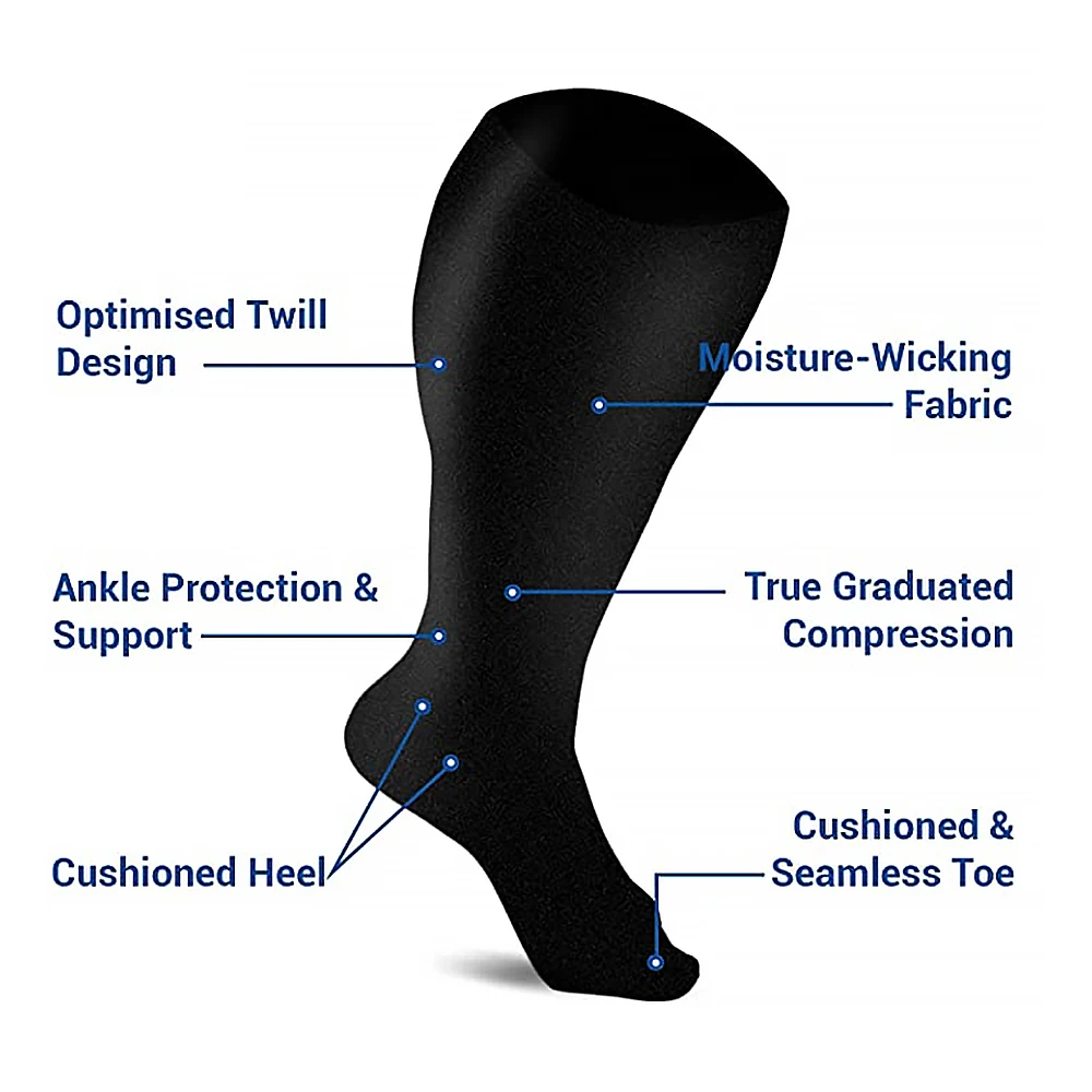 Wide Calf Compression Socks Women Men Plus Size 4-7XL 20-30mmHg Support ...