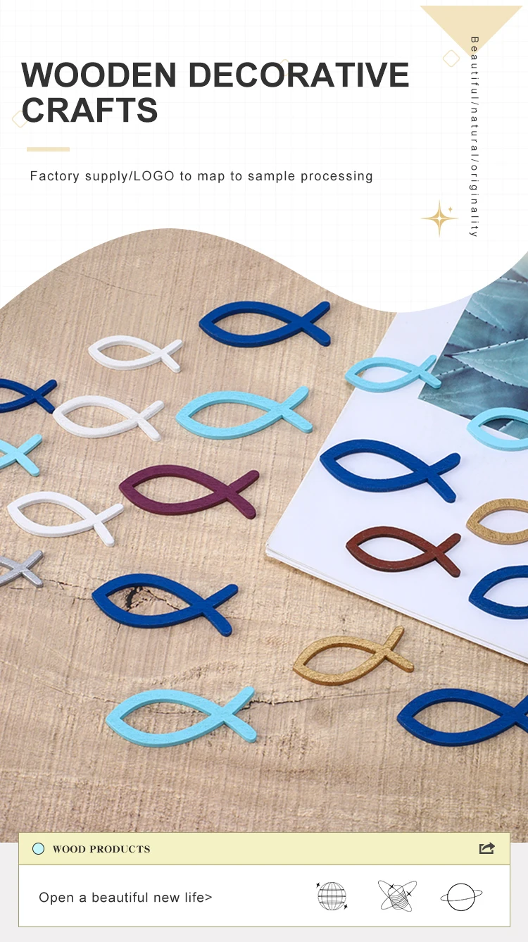 12/15/18cm Wooden Color Hollowed-out Small Fish Creative Marine Style ...