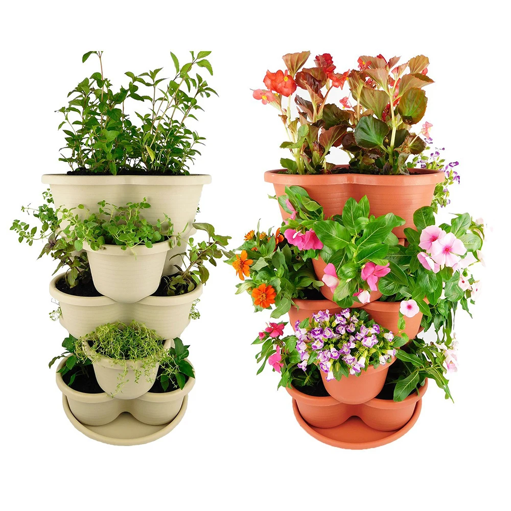 Wholesale Stackable Planter Plastic Flower Pot Tower for Sale
