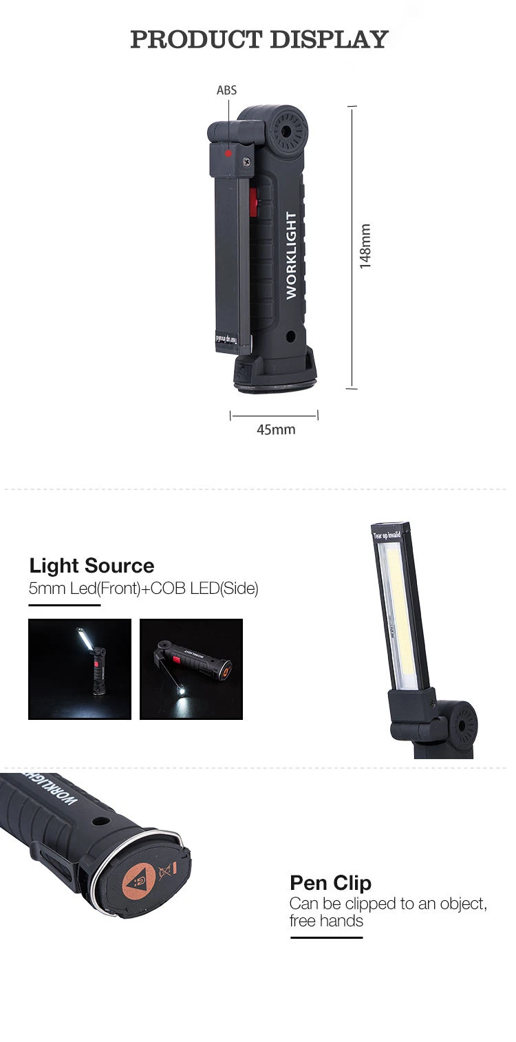 Foldable LED Rechargeable Flashlight - USB & Magnet