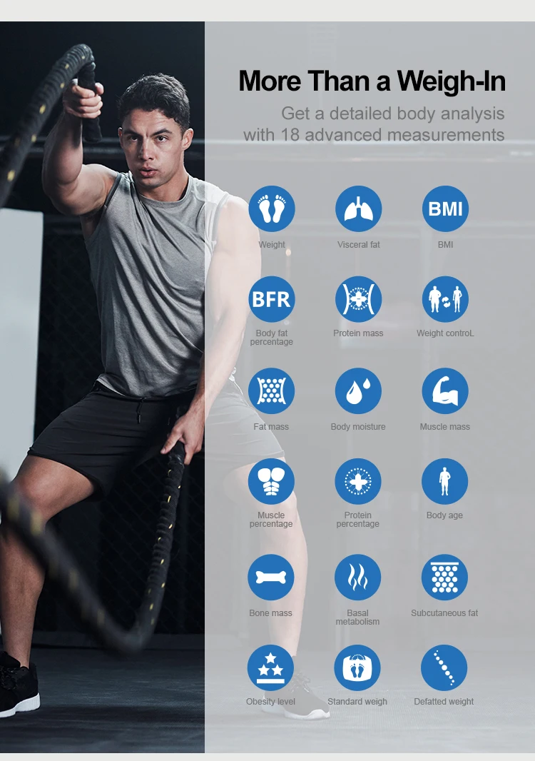 8 Electrodes Smart Full Body Weight Fat Analysis Weighing Scale With ...