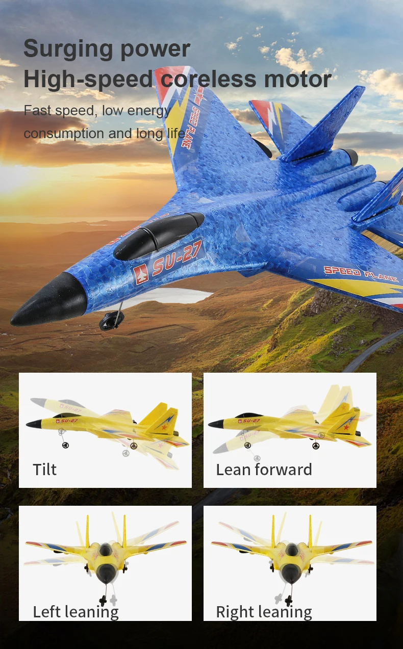 820 SU-27 326mm 2.4G 2.5CH RC Plane - Fun for Kids & Adults