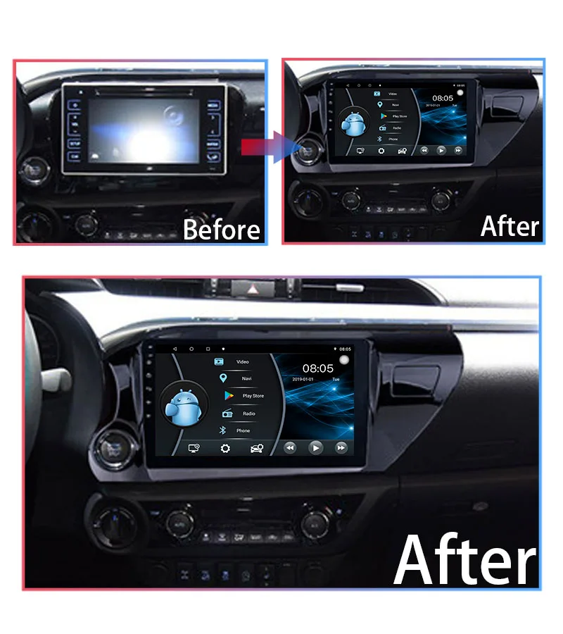 Autoradio 2DIN, Radio de Audio para coche Android para Toyota Hilux ...