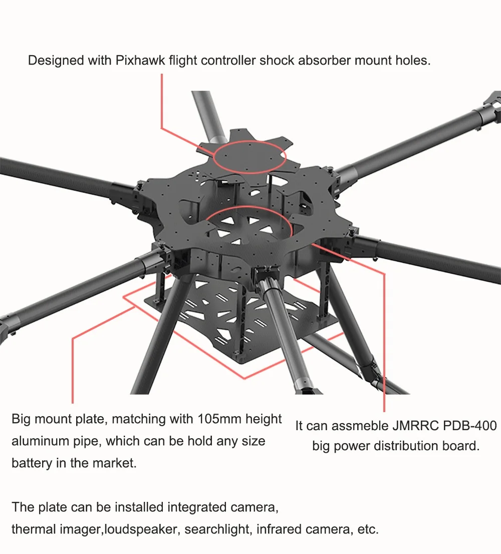 6-rotor Multi-Rotor Hexacopter Drone Frame 960mm Kit FPV