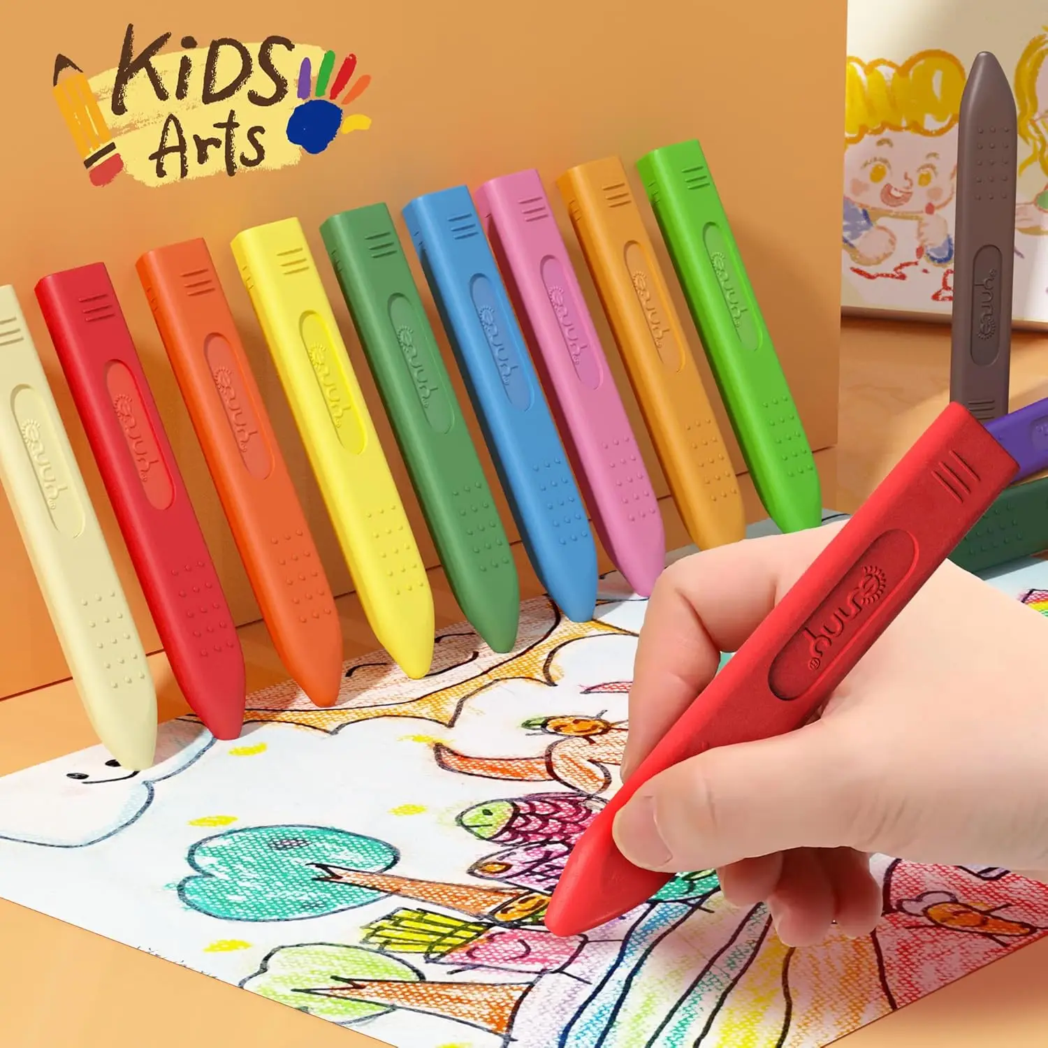 Jumbo Wax Crayons Set 48 Colors Non-toxic Erasable Art Supplies for ...