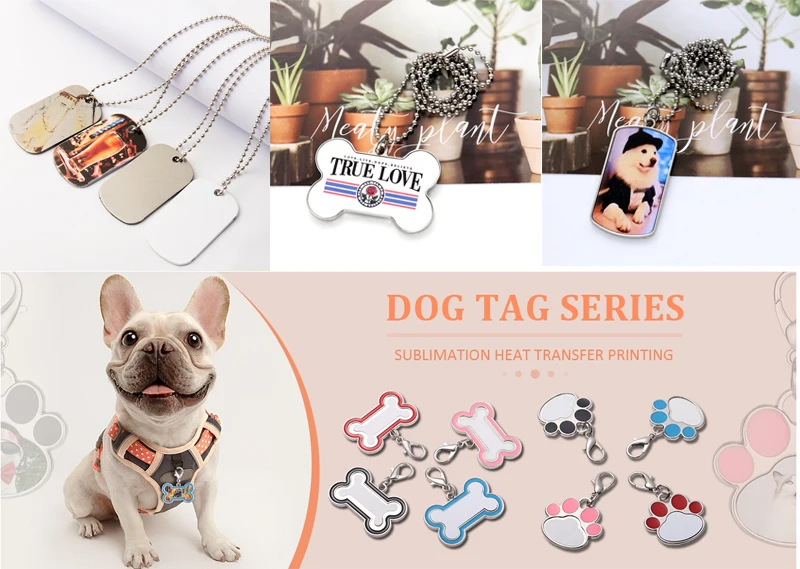 Sublimation Aluminum Dog Id Name Tag Pendant Heat Transfer Blanks Pet ...