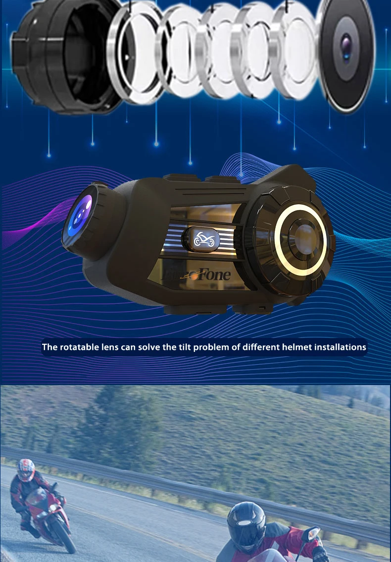 Helmet Bluetooth Intercom Headset with 2K Camera Function Good Quality ...