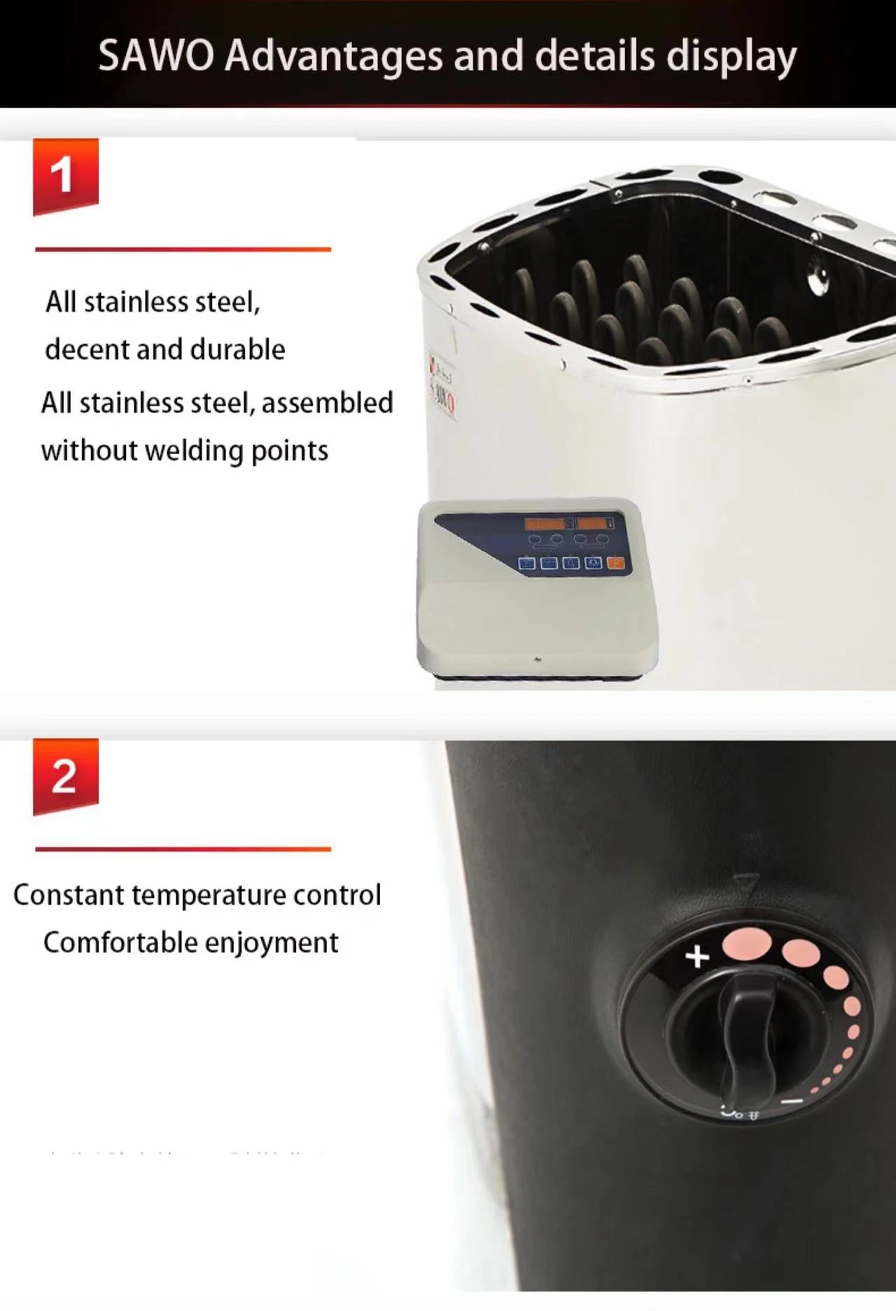 SAWO Commercial Sauna Stove External Controller Stainless Steel Sauna ...