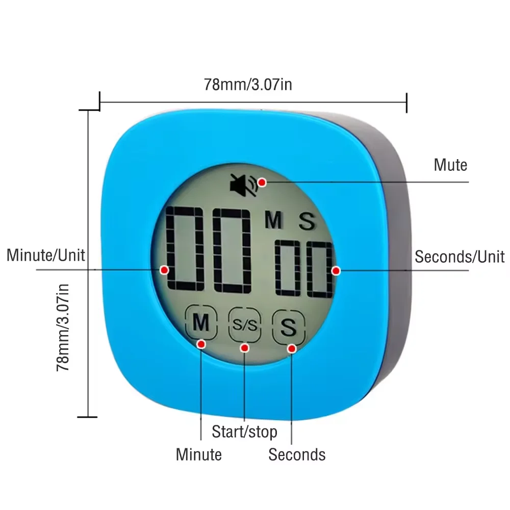 Lcd Countdown Timer Cooking School Digital Display Count Up Timing Stopwatch Touch Screen
