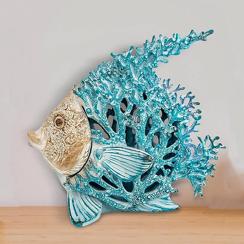 Resin Coral Fish Statue Coastal Decorative Home Accents Oceanophile ...