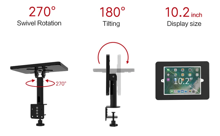 C-clamp Desk Mount Adjustable Lockable Display Tablet Stand Security ...
