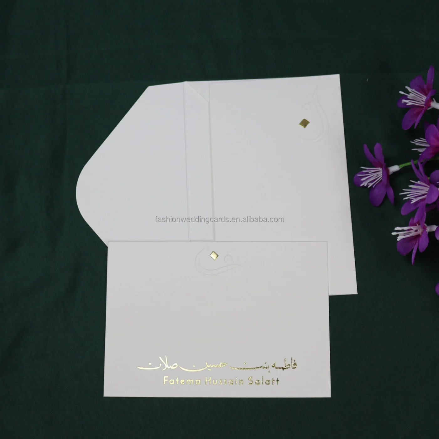 Modern Diy Embossed Foil Logo Textured Paper Wedding Invitation Cards ...
