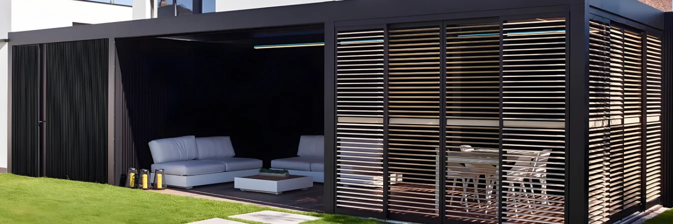 Bioclimatic Aluminium Outdoor Pergola Louver with LED Strip Lights Easy ...