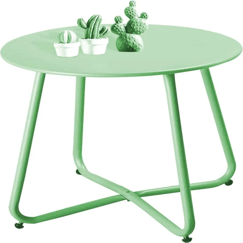 Small Round Metal Side Table Portable Coffee Table Anti-rust Steel ...