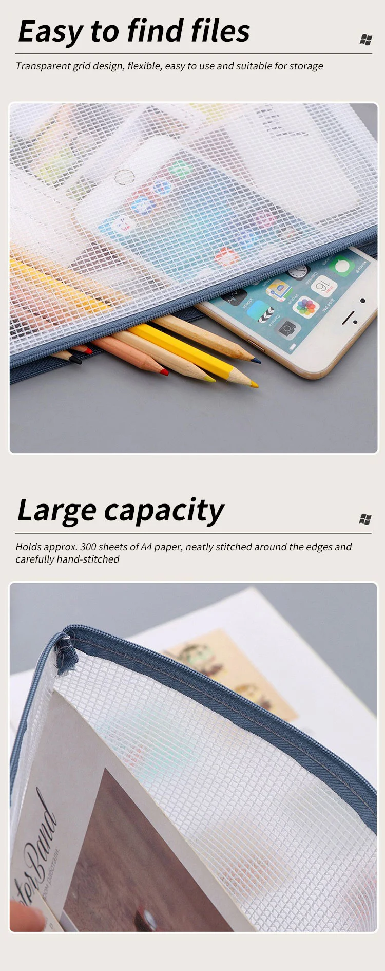 Mesh Zipper Pouch Plastic Document Pouch For Office Supplies School Home Travel Storage - Buy ...