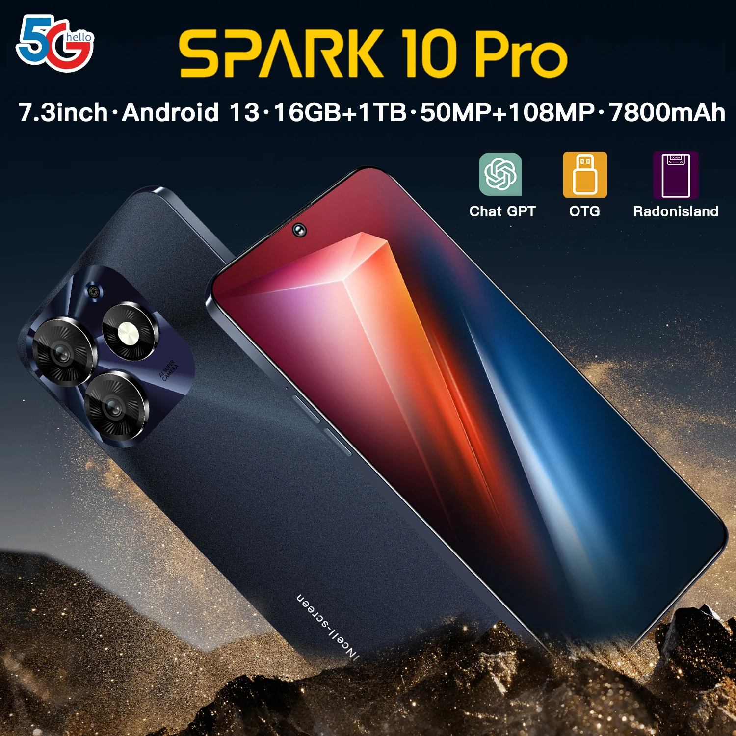 5G Cell Phone Spark 10 Pro - Android 13.0 Unlocked Smartphone