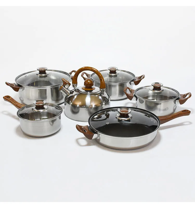 Wholesales Low Price Pots And Pans Set 12pcs Multi-function Stainless ...