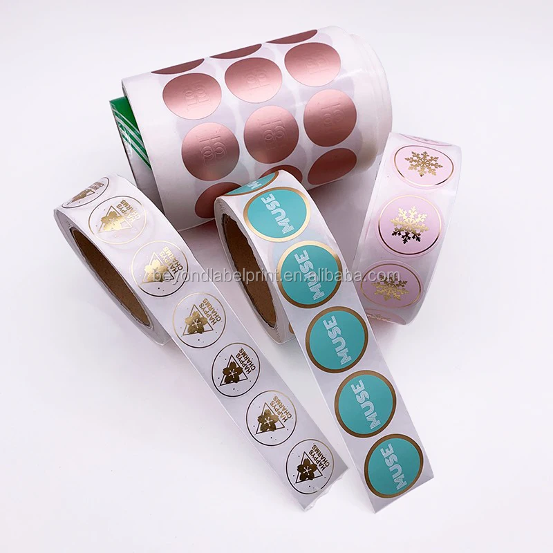 Custom Round Circle Logo Gold Foil Vinyl Self Adhesive Stickers Label ...