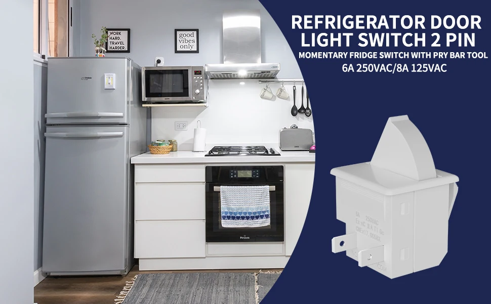 Heavy-duty 2 Pin Refrigerator Light Switch - Normally Closed