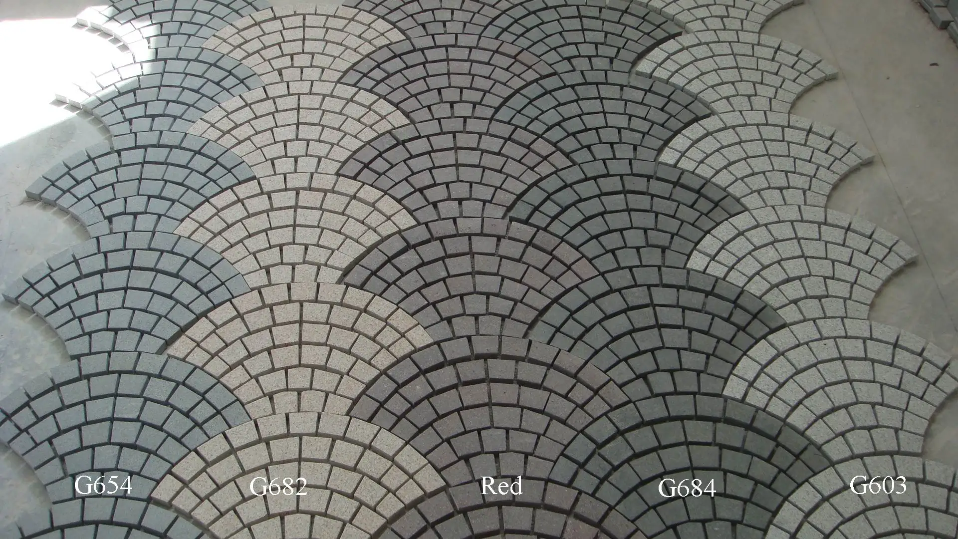Modern Outdoor G603 Granite Paving Stone Fan Shape with Mesh Backing ...