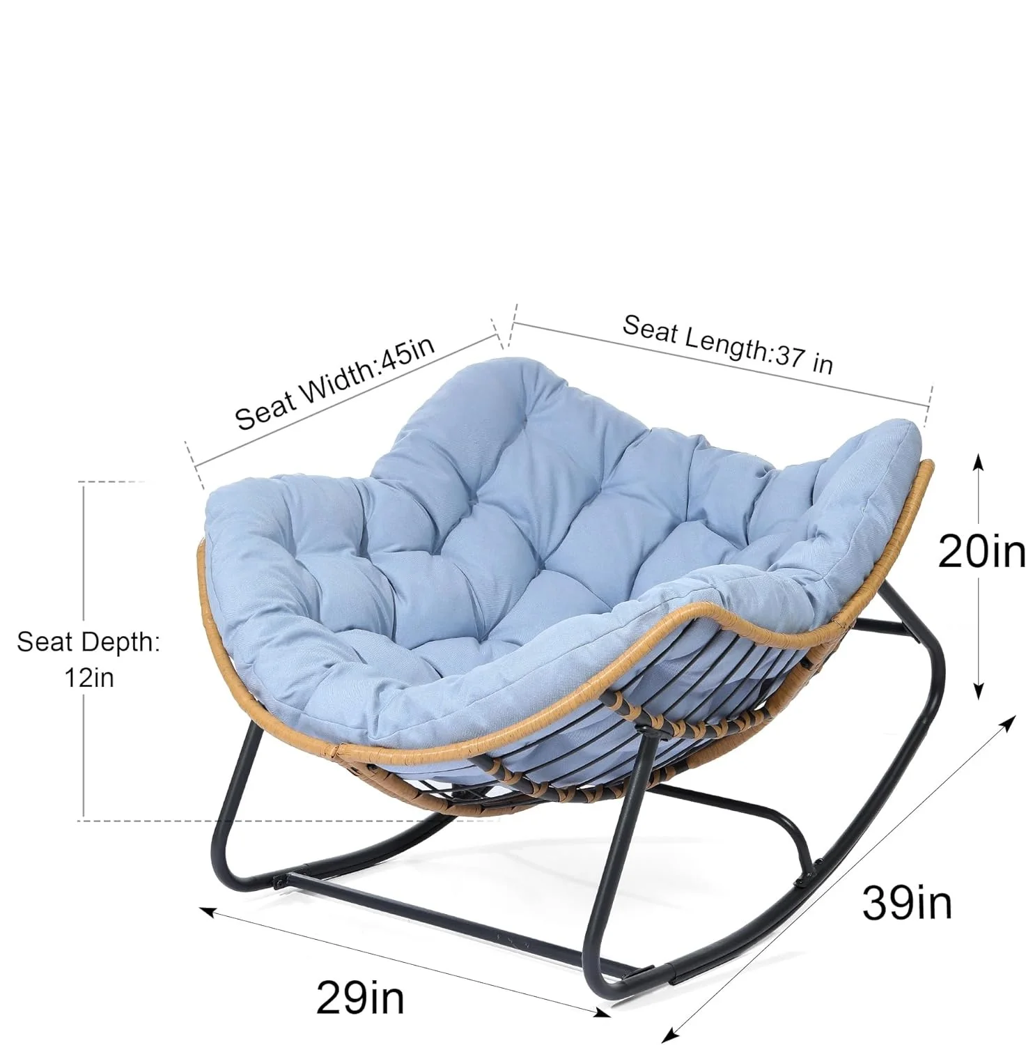 Patio Rattan Wicker Rocking Egg Chair for Outdoor Enjoyment