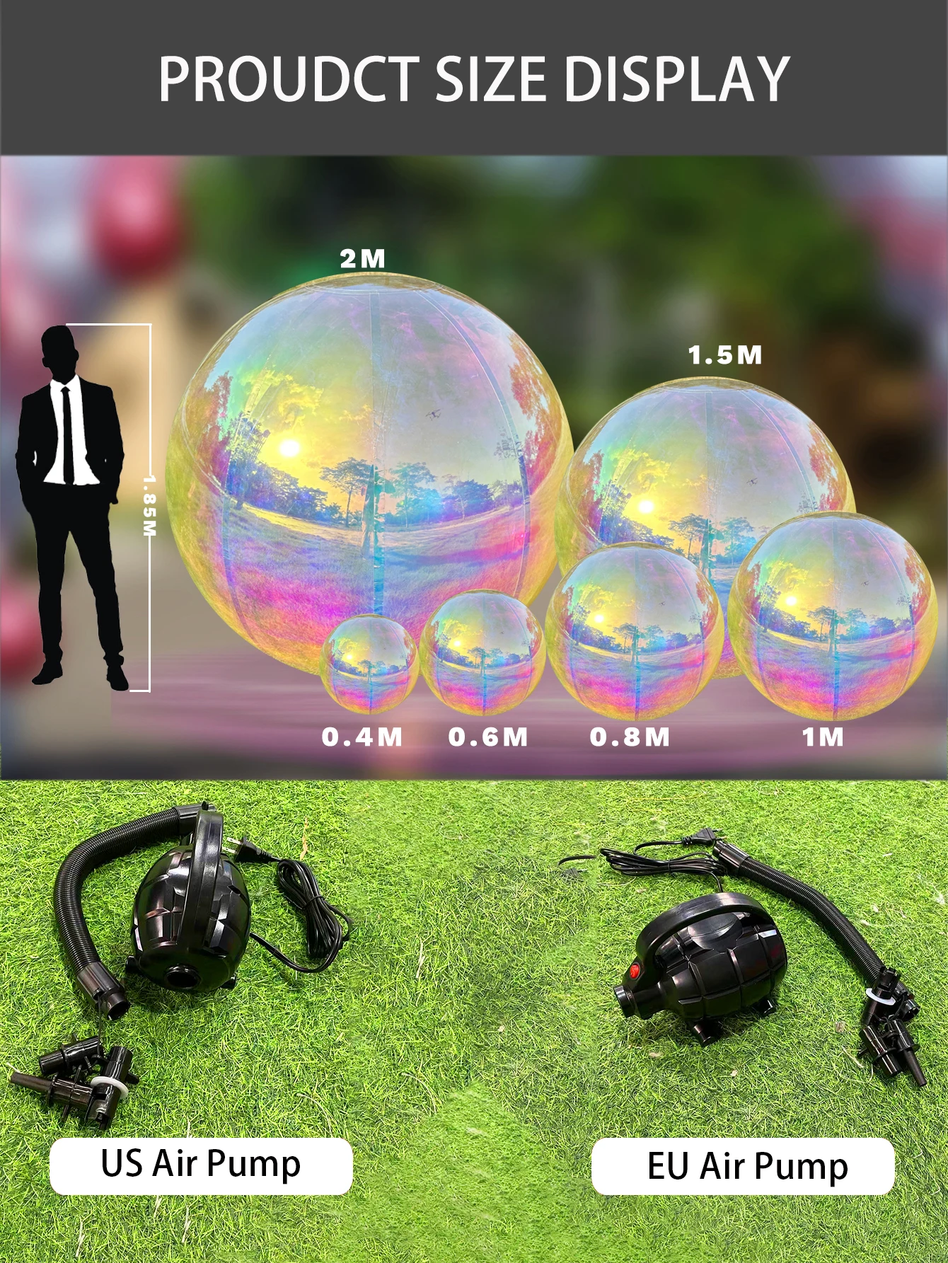 Big Inflatable Chrome Colored Orbs Transparent Crystal Blow up Pink ...