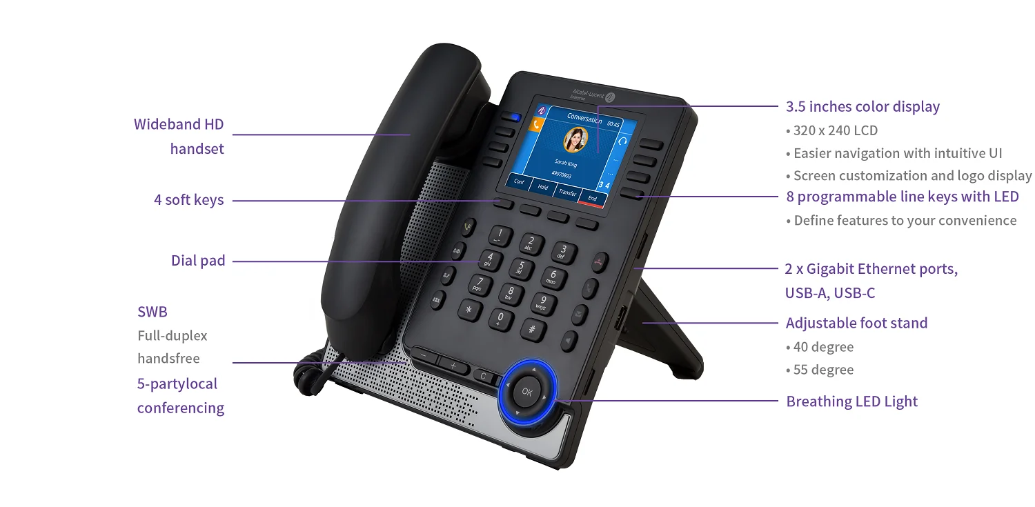 ALE Myriad Series SIP Phone DeskPhone M7 VS Yealink SIP-T46S T46U T48S ...