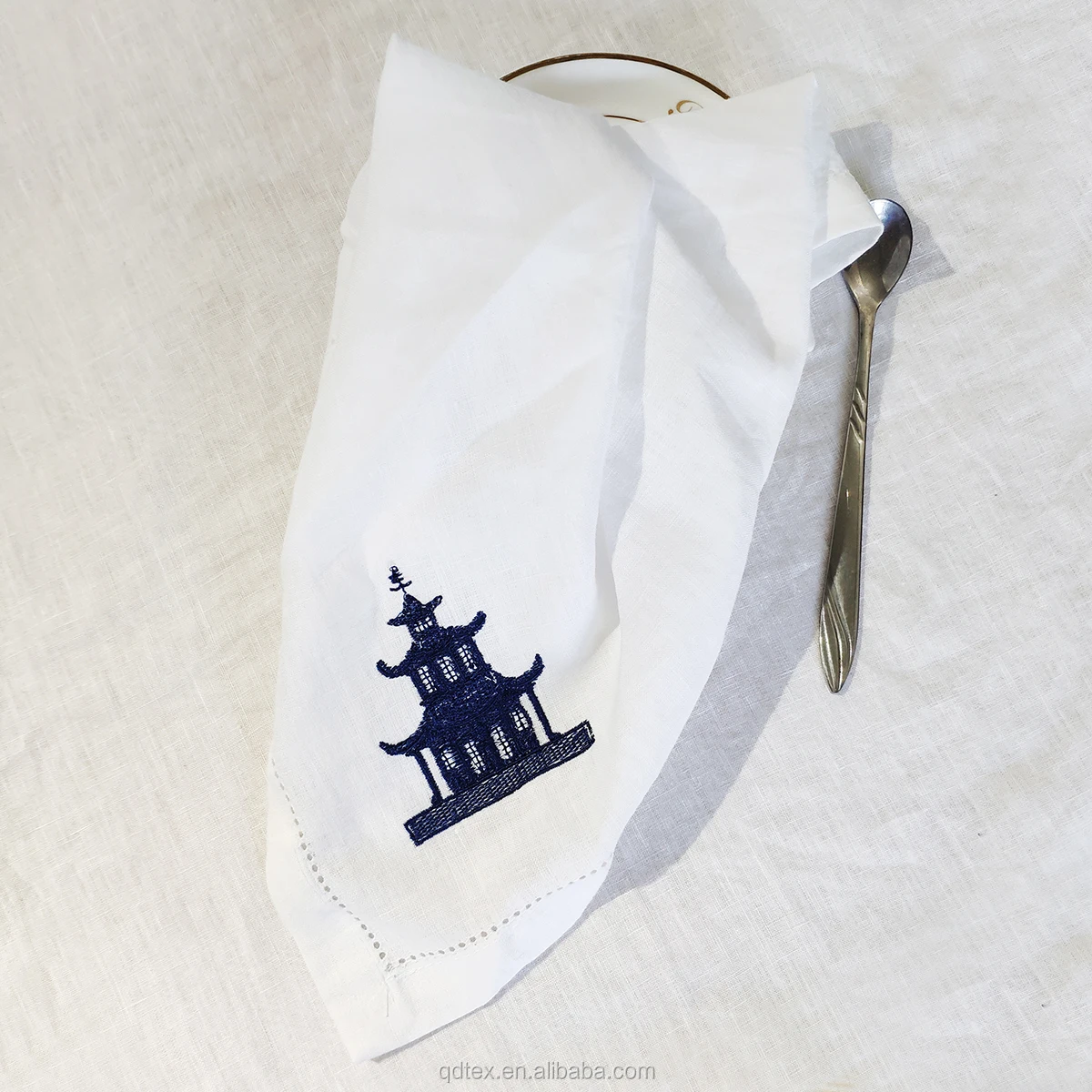 Luxury Hotel Decorative Table Napkin Hemstitch Dinnerware Table Napkin ...