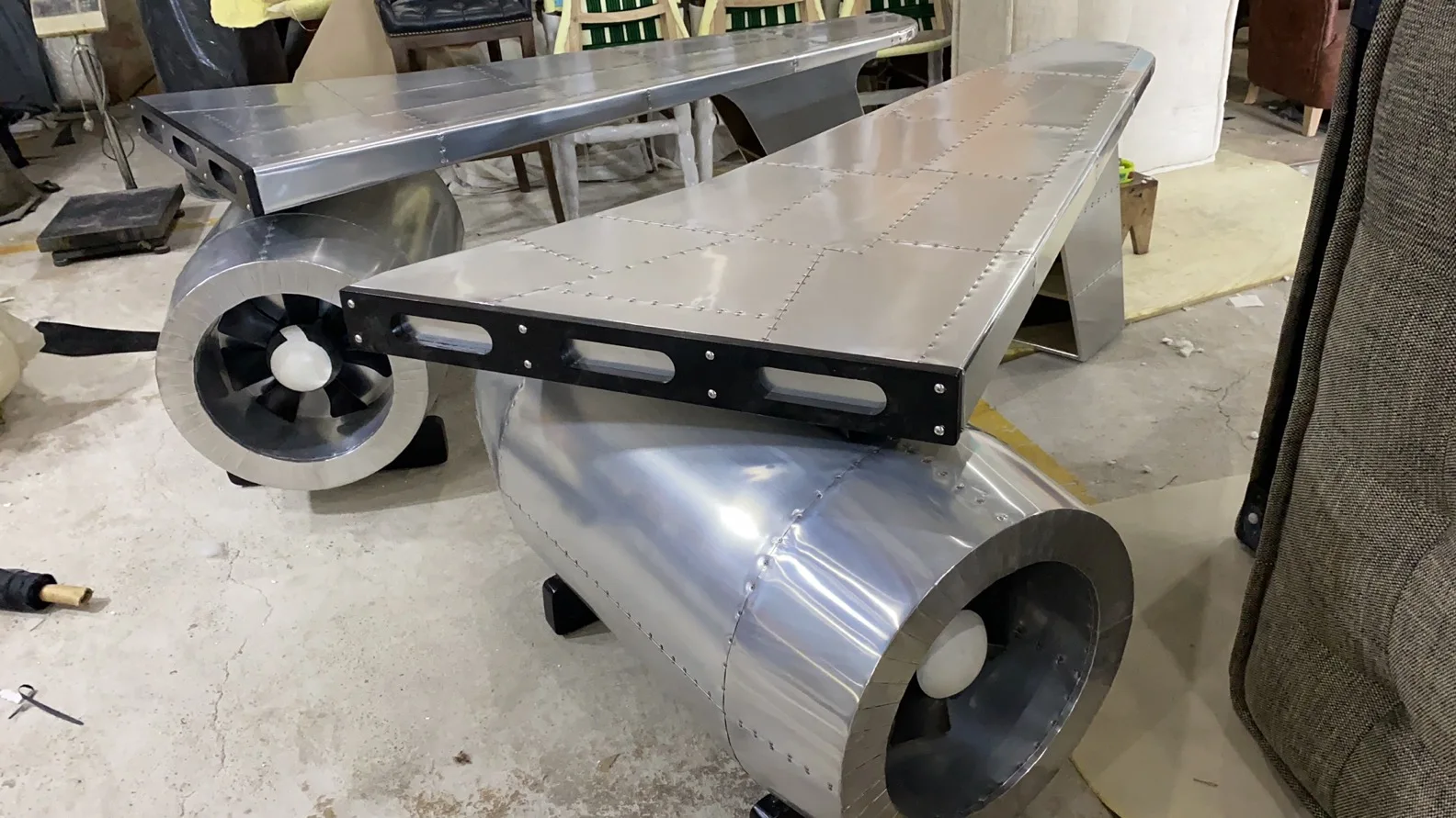 Airplane Furniture Wing Desk Aluminium Rivets Spitfire Aviation Vintage ...