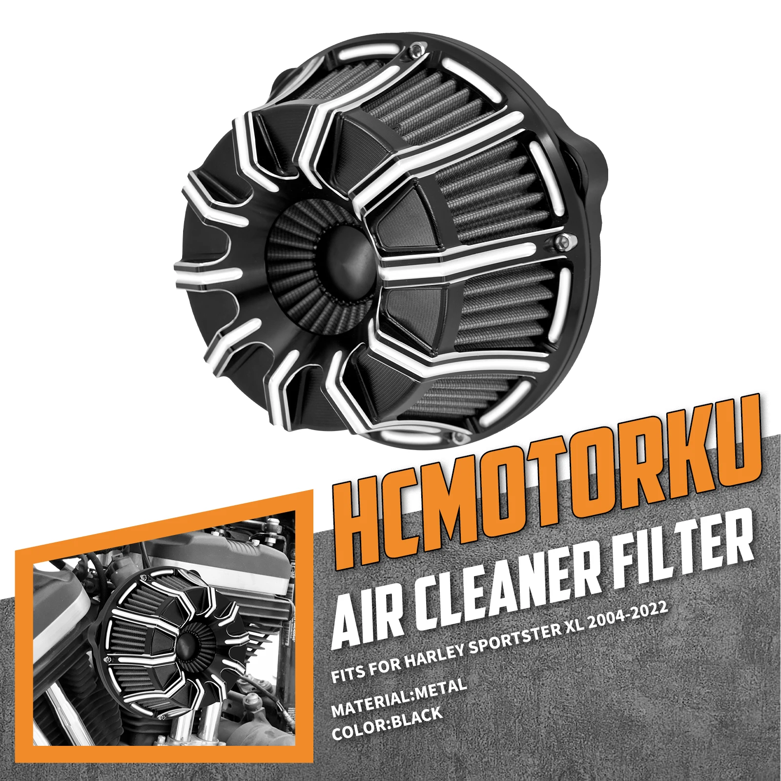 Motorcycle Air Filter System Gray Element Cnc Air Cleaner Intake Kit ...