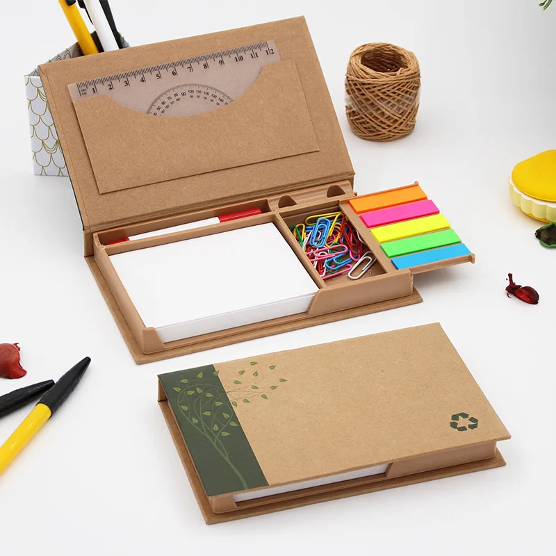 Multifunctional Kraft Paper Notepad Set With Pen And Ruler - Buy ...