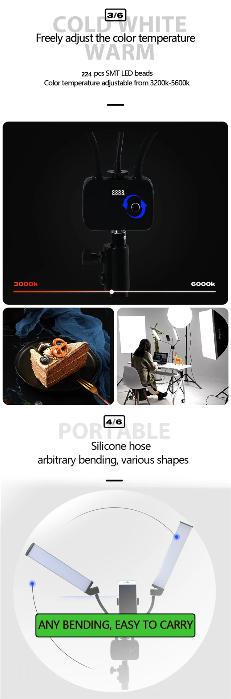 Hot Sale High Power LED Ring Light Double Arm Mobile Phone Photography ...