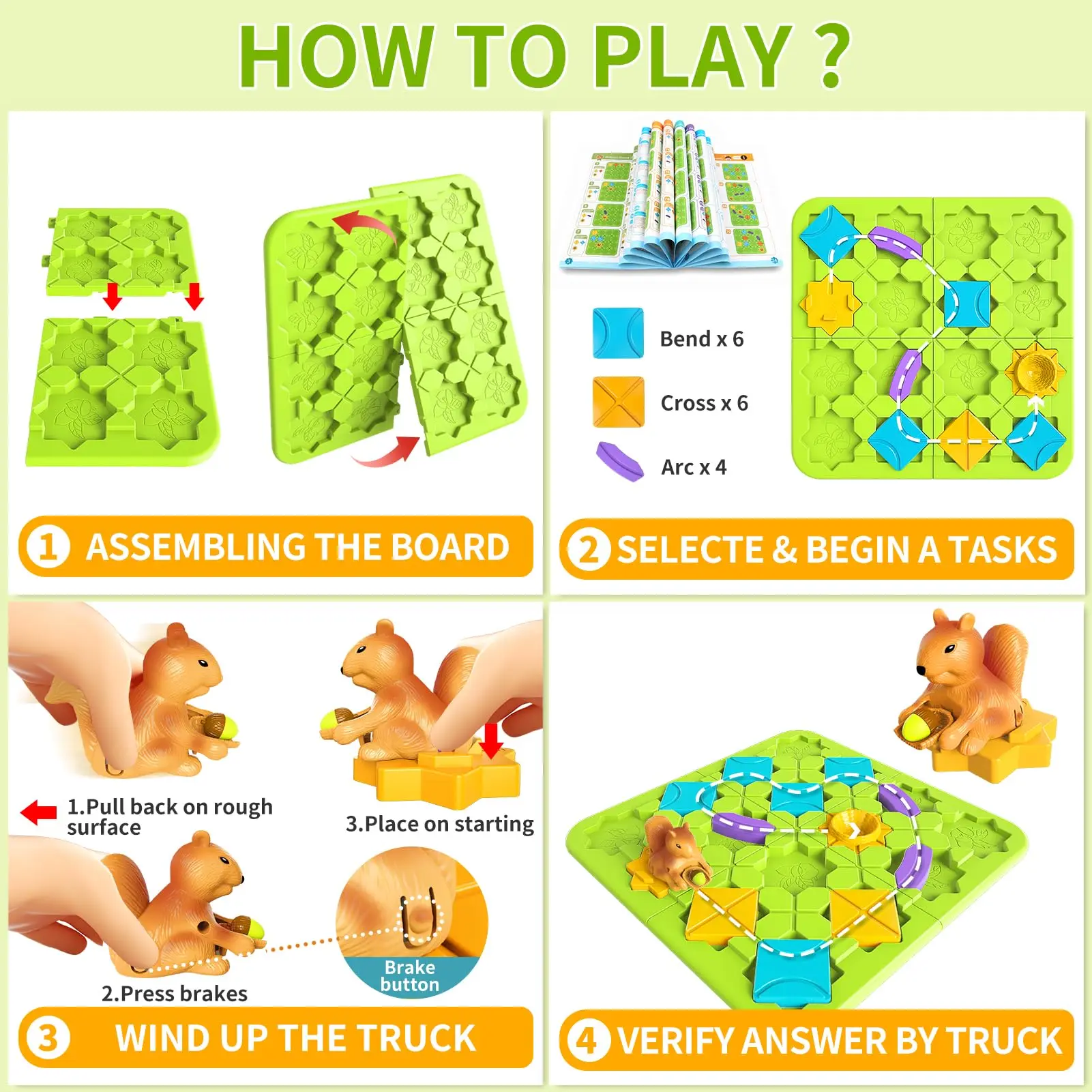 STEM Squirrel Nut Transport Logic Maze Game - 118 Challenges