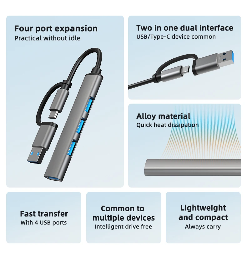 4 In 2 Smart 3.0 Usb Hub Computer Mobile Phone Universal Ultra-high ...