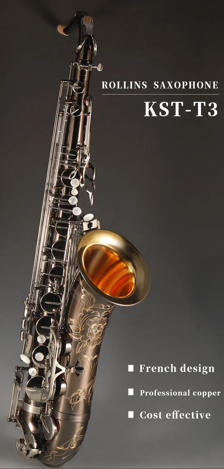 Professional Black Nickel Plate Body KST-T3 Tenor Saxophone