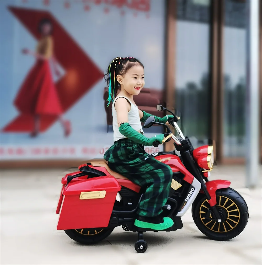 Kid Electric Two-wheel Motorcycle With Training Wheels Music Light Ride ...