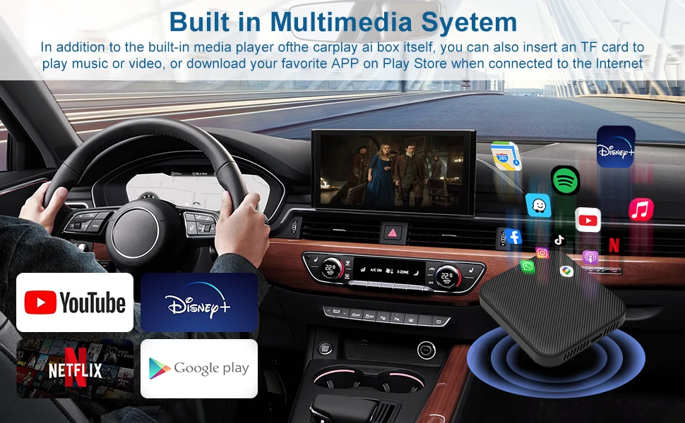 Wireless Carplay Android Auto Adapter With Netflix/youtube/tiktok/disney/google Play,Android Ai ...