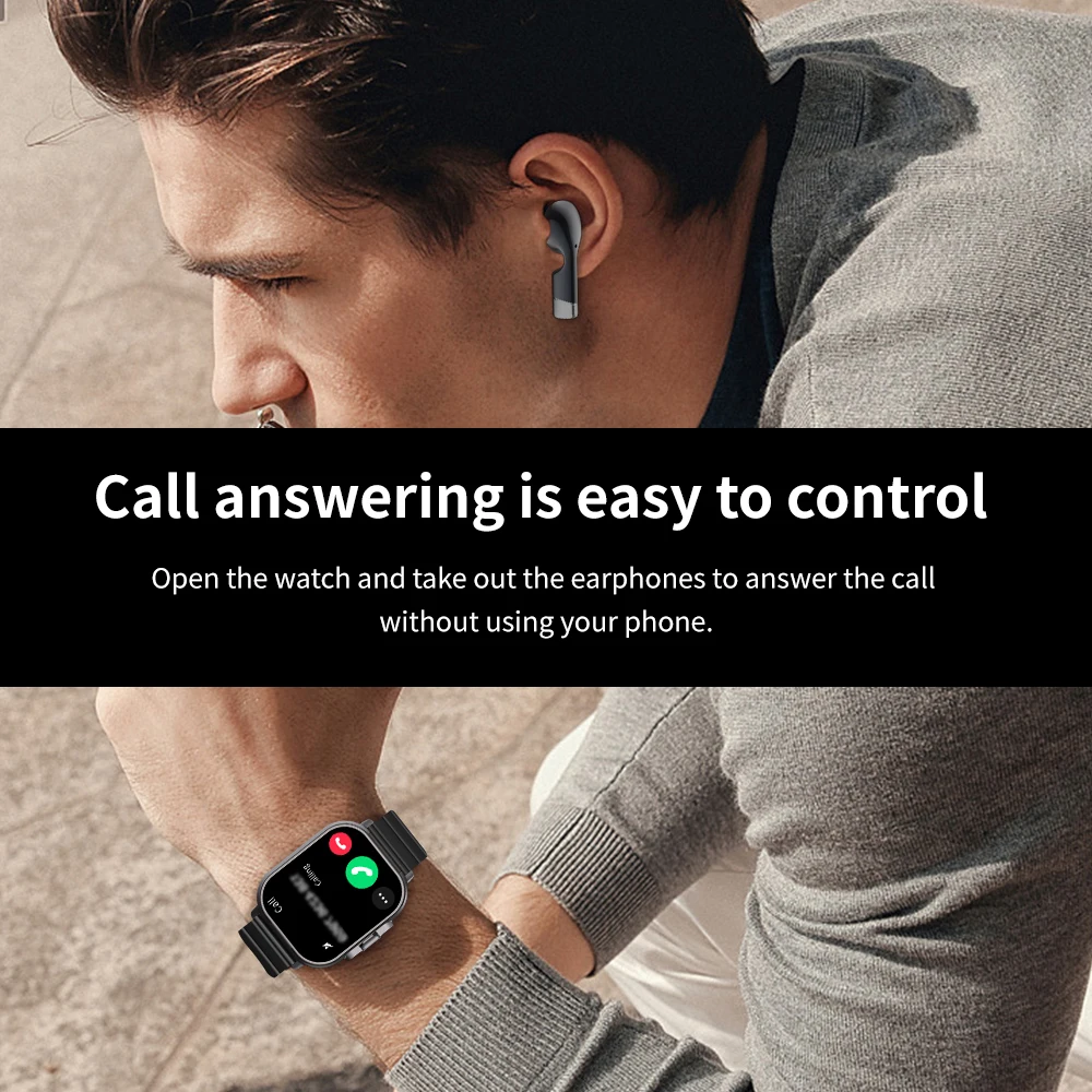 2 in 1 Smartwatch with TWS Earbuds - Health & Fitness Tracker