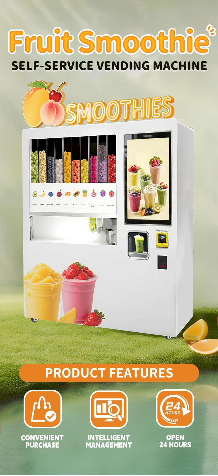 Transparent Fruit Display Window Smoothie Vending Machine