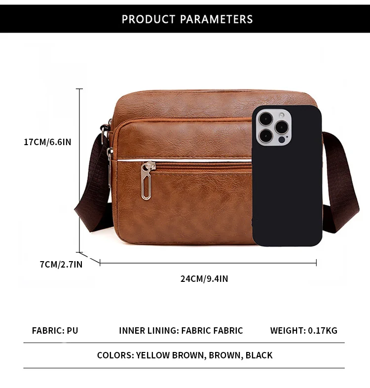 Small Messenger Bag Purse Pu Leather Fashionable Men Crossbody Bag Side ...