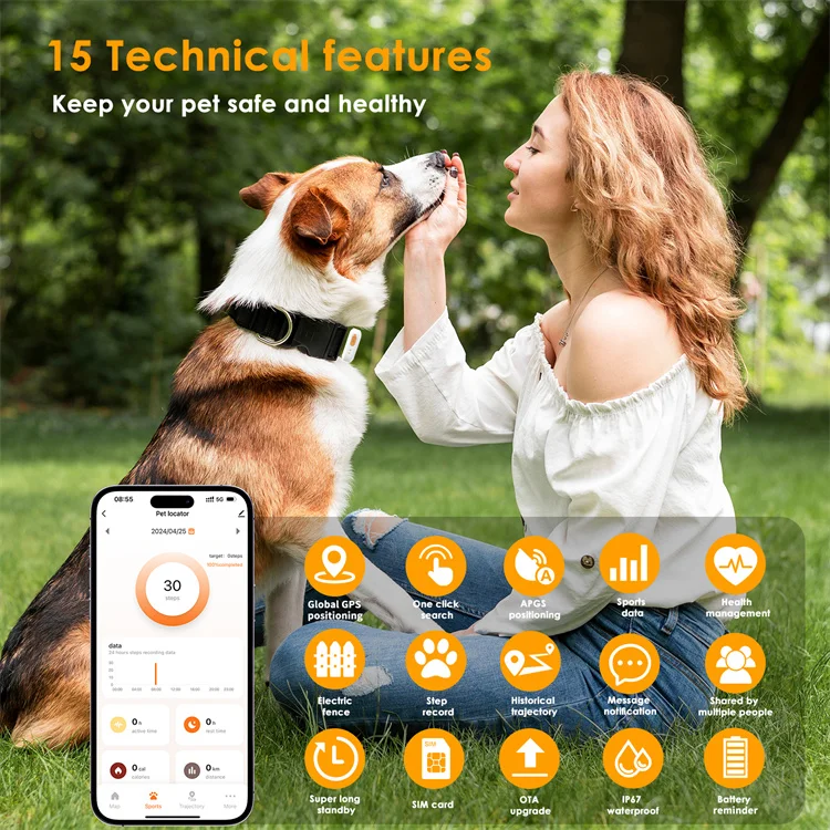 New Arrival 4G Pet Smart Tracking Device Cat Dog App Real Time Activity ...