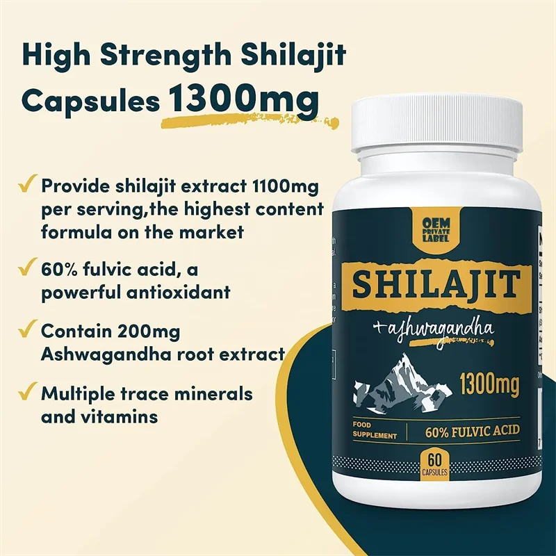 Biocaro Oem Shilajit Capsule Himalayan Shilajit Resin 85 Minerals Brain Support Enhance Male ...